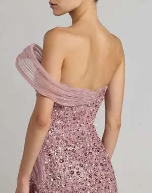 MAC DUGGAL COLLECTION Embellished Strapless Gown With Drape
