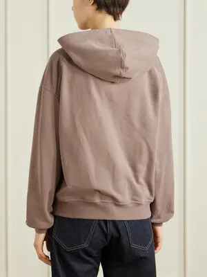 Brunello Cucinelli Bead-embellished Cotton-jersey Zip-up Hoodie - Brown