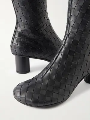 Bottega Veneta Atomic Intrecciato Leather Knee Boots - Black
