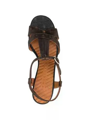 Chie Mihara T-strap Leather Sandals - Brown