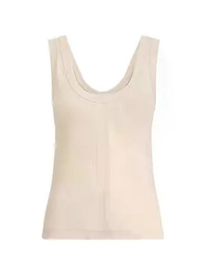 Brunello Cucinelli Ribbed Jersey Tank Top With Monili Detail - Neutrals