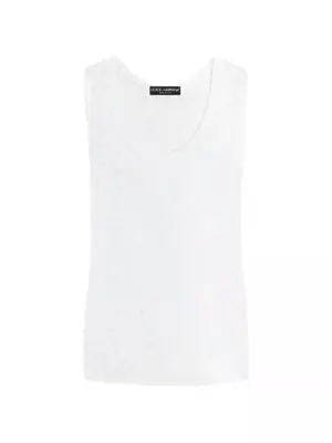 Dolce & Gabbana Diamond-pattern Perforated Cotton Tank Top