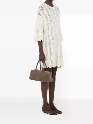 Loulou De Saison Wafa Crochet Knit Midi Dress - Neutrals