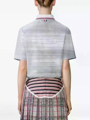 Thom Browne 4-bar Striped Poplin Polo Top