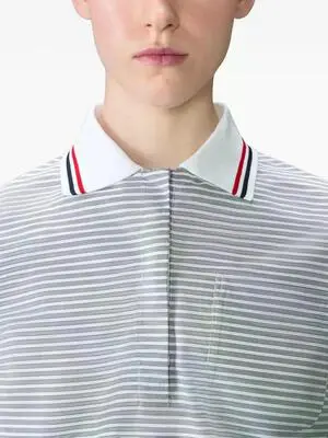 Thom Browne 4-bar Striped Poplin Polo Top