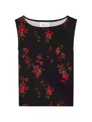 REFORMATION Floral-print Sleeveless Top - Black