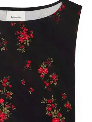 REFORMATION Floral-print Sleeveless Top - Black