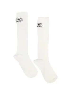 MAISON MARGIELA Ribbed Logo Socks - White