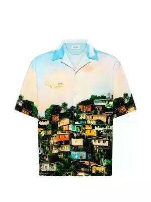 LANEUS Graphic-print Short-sleeve Shirt - Green