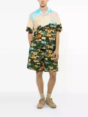 LANEUS Graphic-print Short-sleeve Shirt - Green