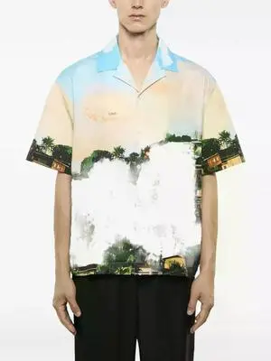 LANEUS Graphic-print Short-sleeve Shirt - Green