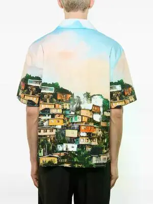 LANEUS Graphic-print Short-sleeve Shirt - Green