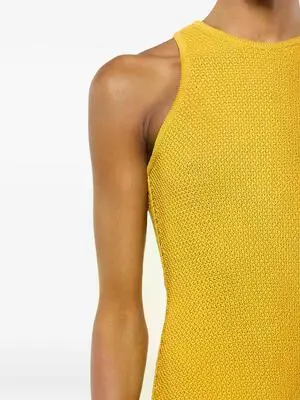 LANEUS Sleeveless Knitted Dress - Yellow