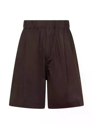 LANEUS Elasticated-waist Patch-pocket Bermuda Shorts - Brown
