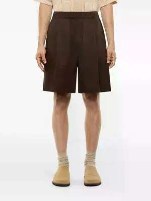 LANEUS Elasticated-waist Patch-pocket Bermuda Shorts - Brown