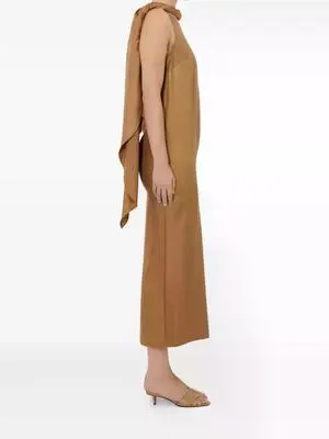 Loulou De Saison Susan Twisted-collar Midi Dress - Brown
