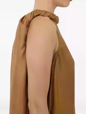 Loulou De Saison Susan Twisted-collar Midi Dress - Brown