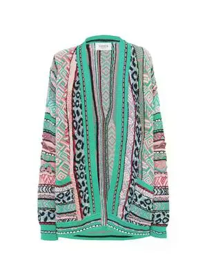 LANEUS Patterned Open-front Cardigan
