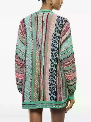 LANEUS Patterned Open-front Cardigan