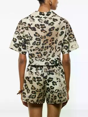 LANEUS Leopard-print Patch-pocket Shirt