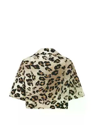LANEUS Leopard-print Patch-pocket Shirt
