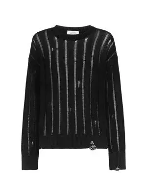 LANEUS Distressed Crew-neck Sweater