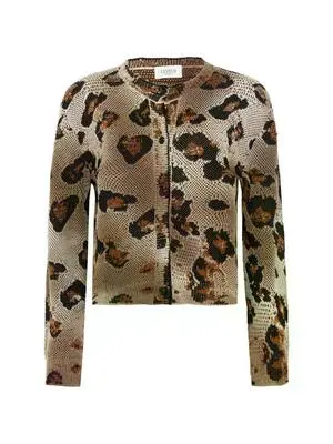 LANEUS Leopard-pattern Knit Cardigan
