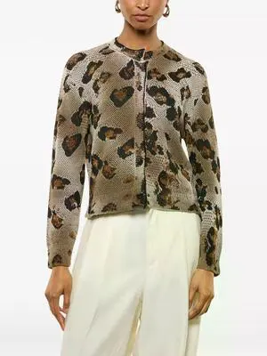 LANEUS Leopard-pattern Knit Cardigan