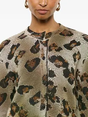 LANEUS Leopard-pattern Knit Cardigan