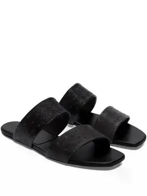 Loulou De Saison Jako Textured Strap Flat Sandals - Black