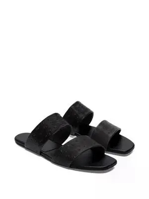 Loulou De Saison Jako Textured Strap Flat Sandals - Black