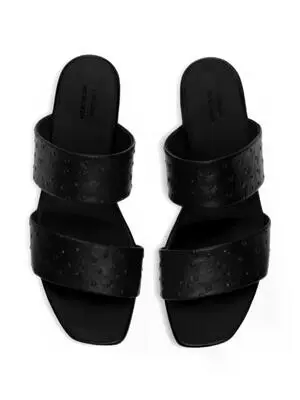 Loulou De Saison Jako Textured Strap Flat Sandals - Black