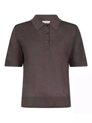 Loulou De Saison Migo Button Ribbed Polo Shirt - Brown