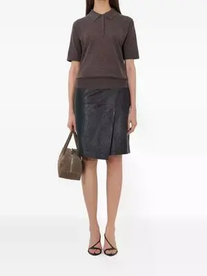 Loulou De Saison Migo Button Ribbed Polo Shirt - Brown