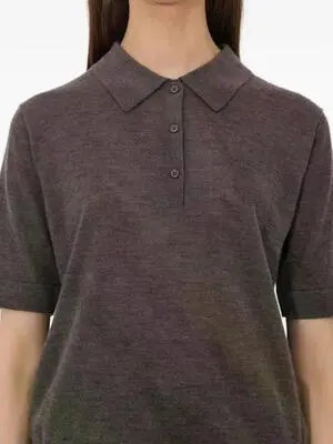 Loulou De Saison Migo Button Ribbed Polo Shirt - Brown