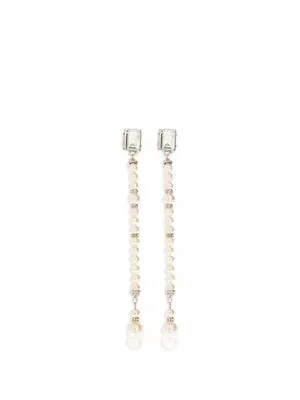 Alessandra Rich Stone And Pearl Drop Earrings - Neutrals