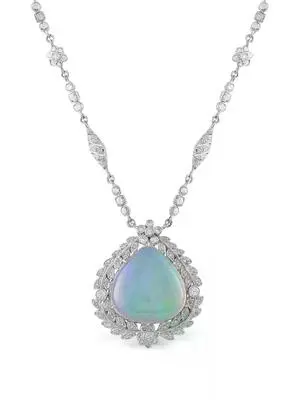 LB EXCLUSIVE Diamond And Opal Pendant Necklace - Silver