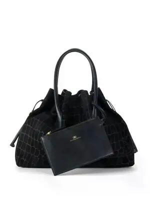 Elisabetta Franchi Crocodile Print Tote - Black