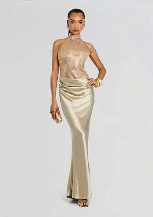 Retrofete Vanya Embellished Gown - Latte
