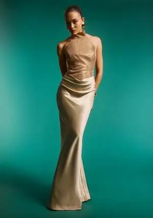 Retrofete Vanya Embellished Gown - Latte