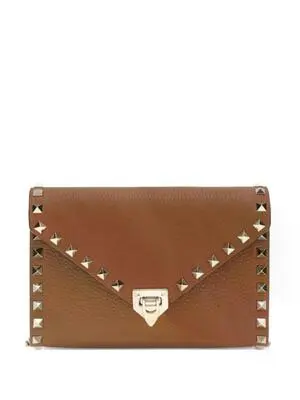 Valentino Garavani Rockstud Leather Clutch Bag - Brown