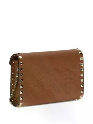 Valentino Garavani Rockstud Leather Clutch Bag - Brown