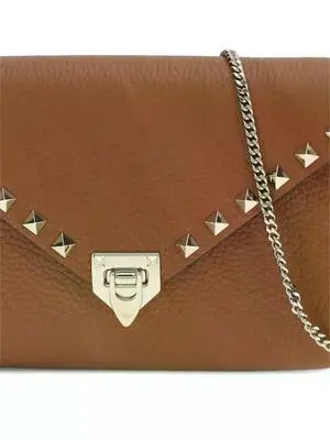 Valentino Garavani Rockstud Leather Clutch Bag - Brown