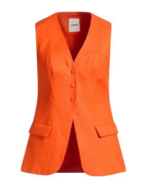 Sandro Tailored Vest In Linen, Cotton, And Elastane