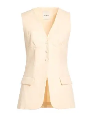 Sandro Tailored Vest In Linen, Cotton, And Elastane