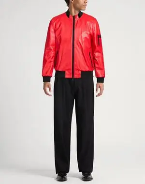Peuterey Leather Bomber Jacket - Red