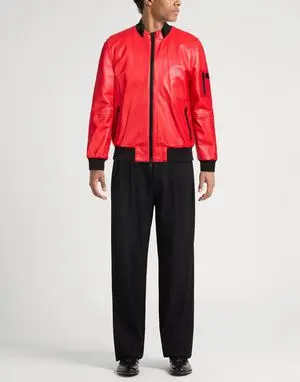 Peuterey Leather Bomber Jacket - Red