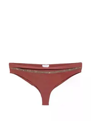 Brunello Cucinelli Embellished Bikini Bottom - Brown