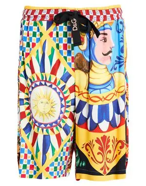 Dolce & Gabbana Printed Viscose Bermuda Shorts - Yellow
