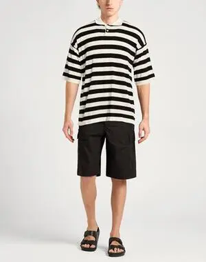 Alpha Studio Striped Jacquard-knit Cotton Polo Shirt - Black